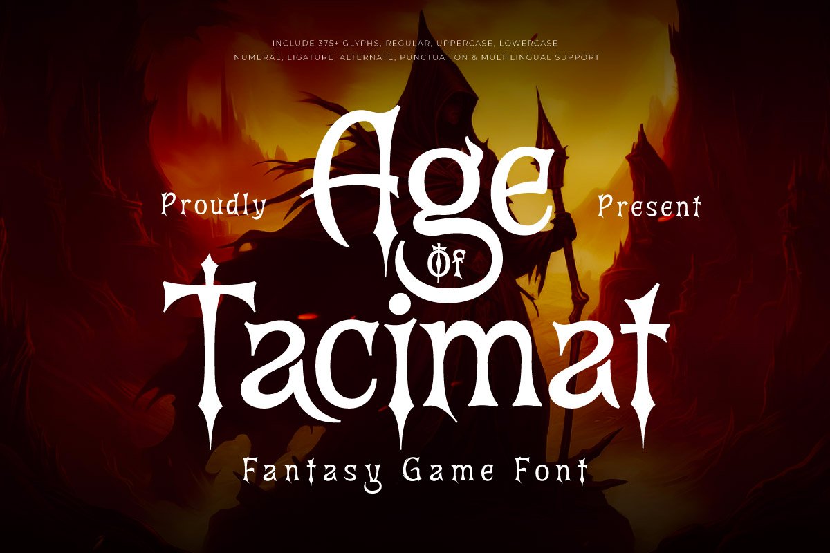 Age Of Taclmat - Fantasy Game Font - twinletter